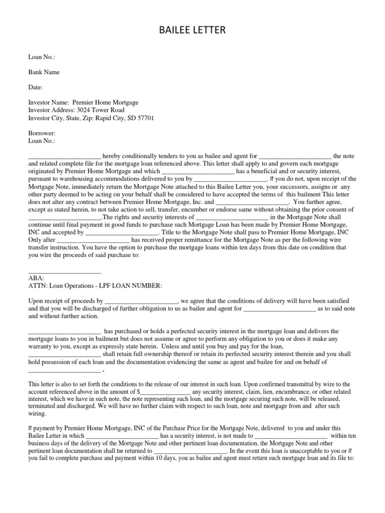Bailee Letter PDF | PDF | Promissory Note | Loans