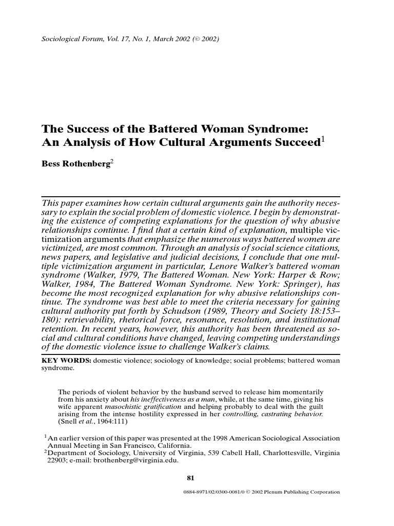 Lenore Walker | PDF | Domestic Violence | Violence