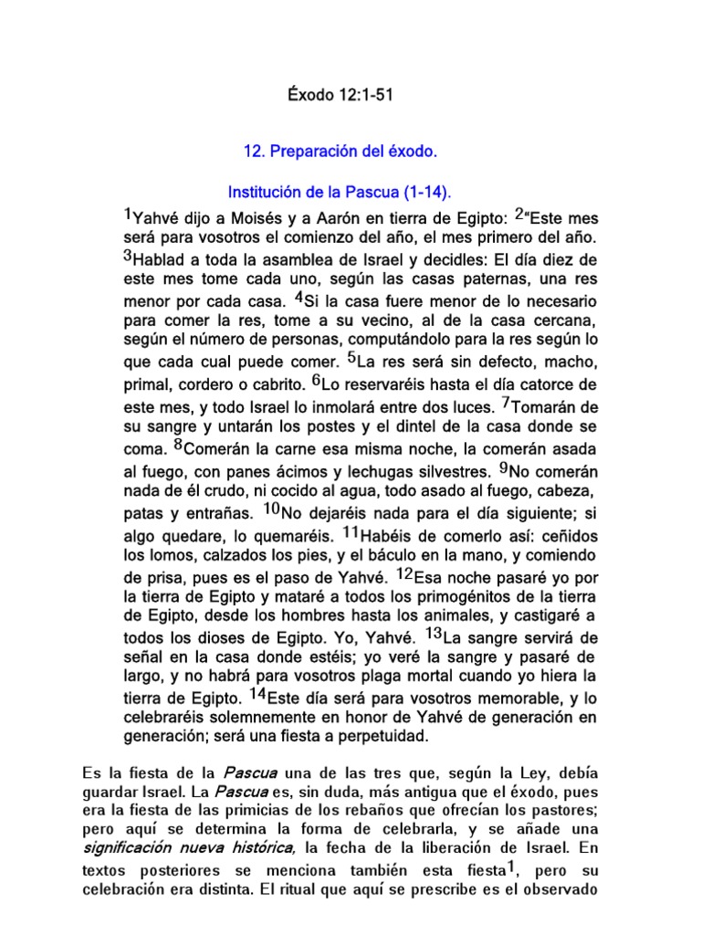 Exodo 12. 1-51 | PDF | Libro del éxodo | Moisés