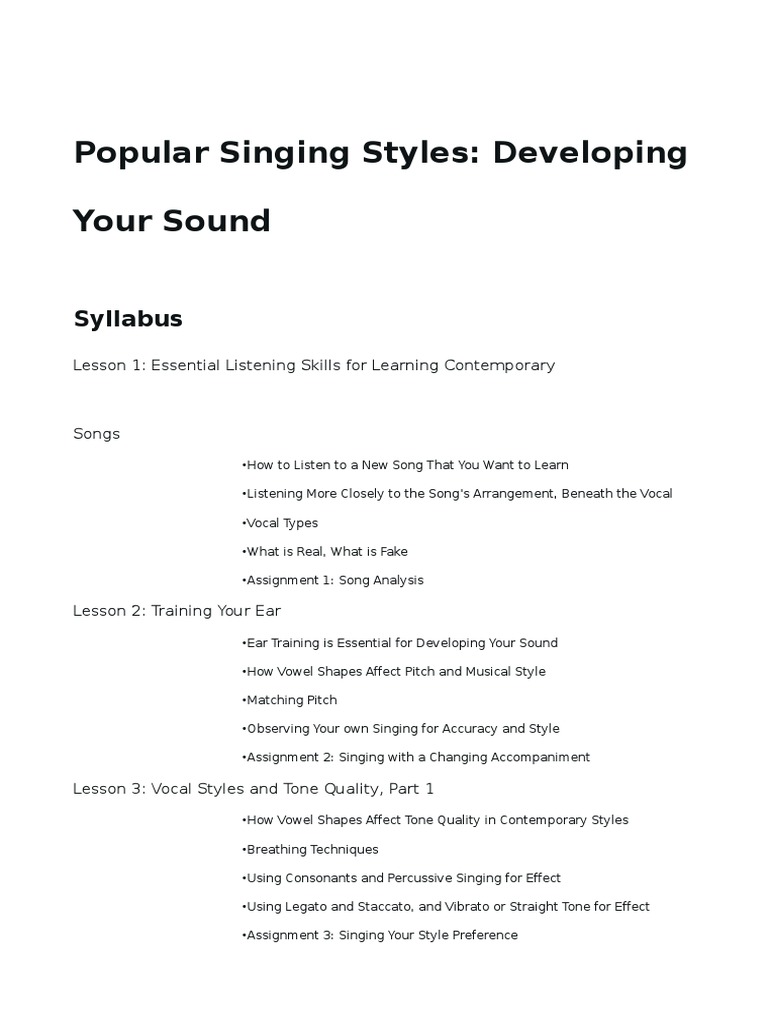 Popular Singing Styles and Techniques | PDF | Singing | Human Voice