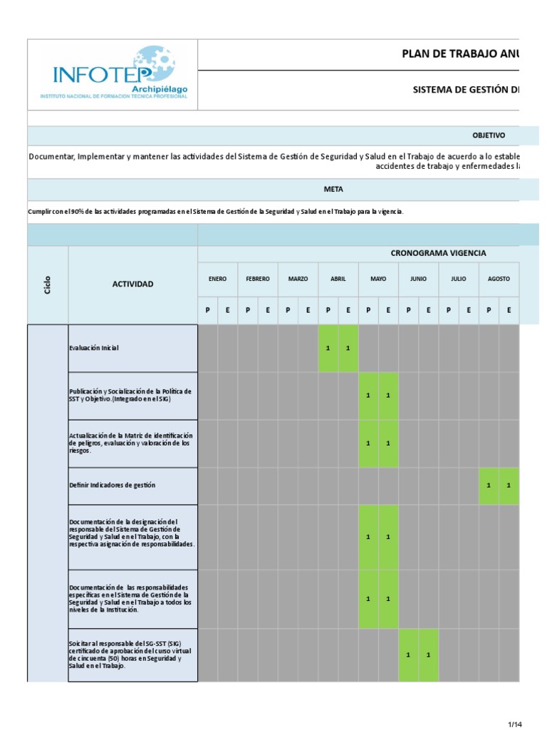 Plan de Trabajo Anual en Seguridad y Salud en El Trabajo | Salud pública | Bienestar