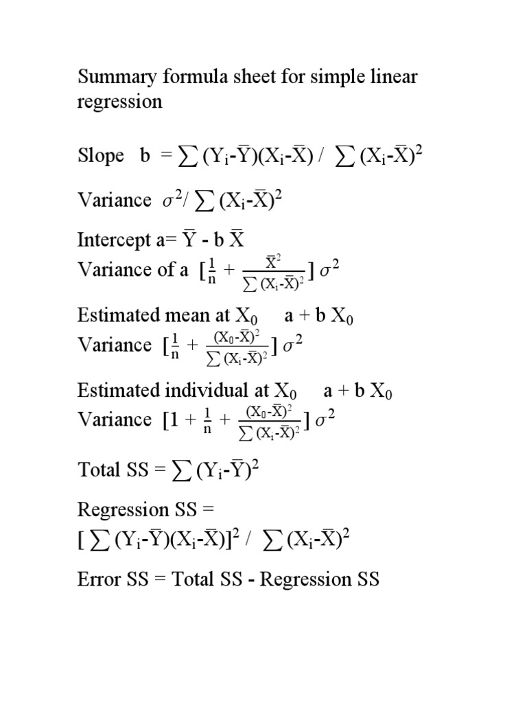 Formulas Linear Regression PDF | PDF | Errors And Residuals | Inductive Reasoning