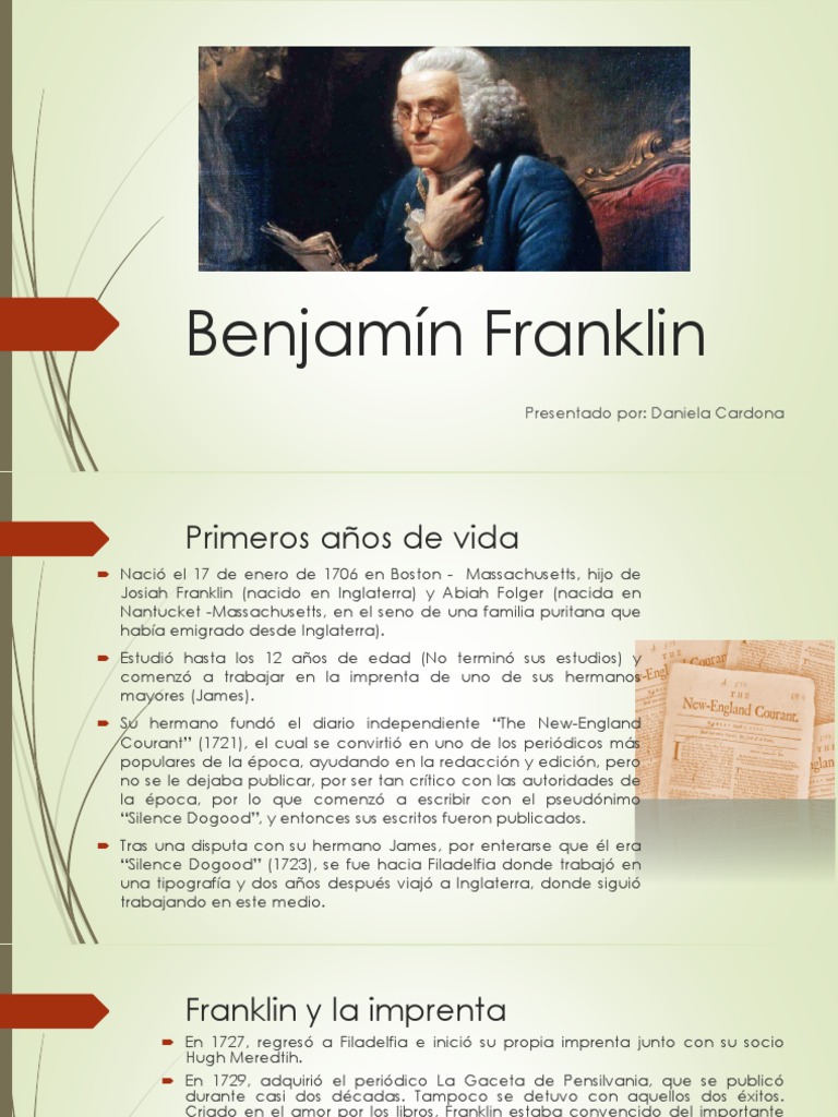 Unidad 3 Benjamín Franklin - Daniela Cardona | PDF | Benjamin Franklin ...