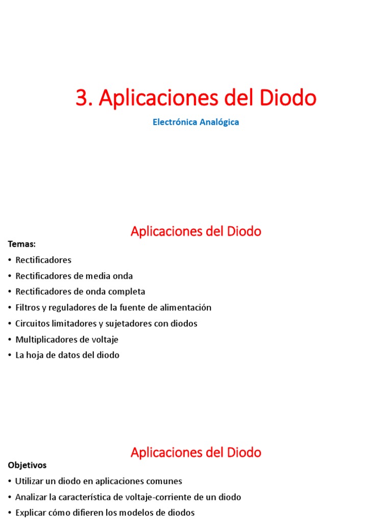 Aplicaciones Del Diodo PDF | PDF | Rectificador | Diodo
