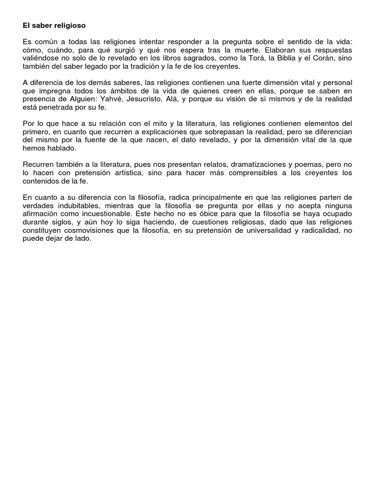 El saber religioso y su dimensión vital | PDF | Religión y espiritualidad