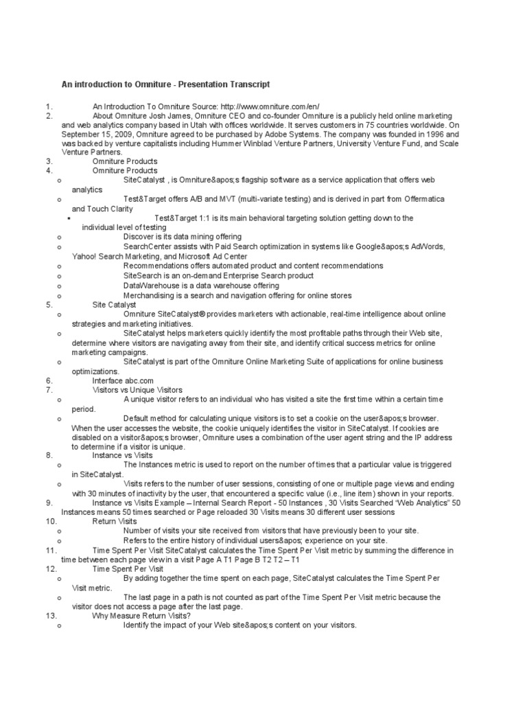 An Introduction To Omniture | PDF | Http Cookie | Cyberspace