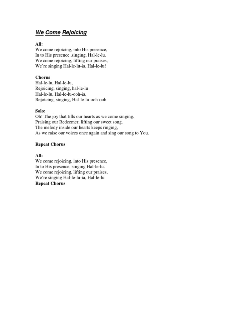 We Come Rejoicing | PDF