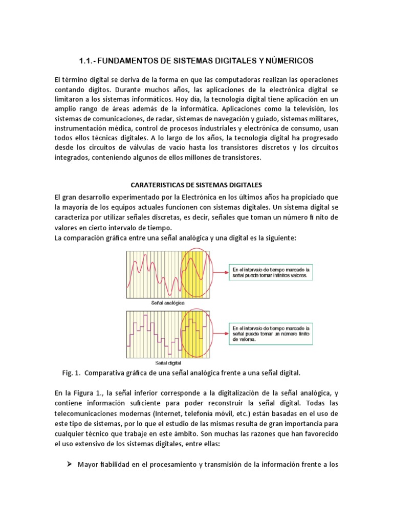 1.1.-Fundamentos de Sistemas Digitales y Numericos | PDF | Señal ...