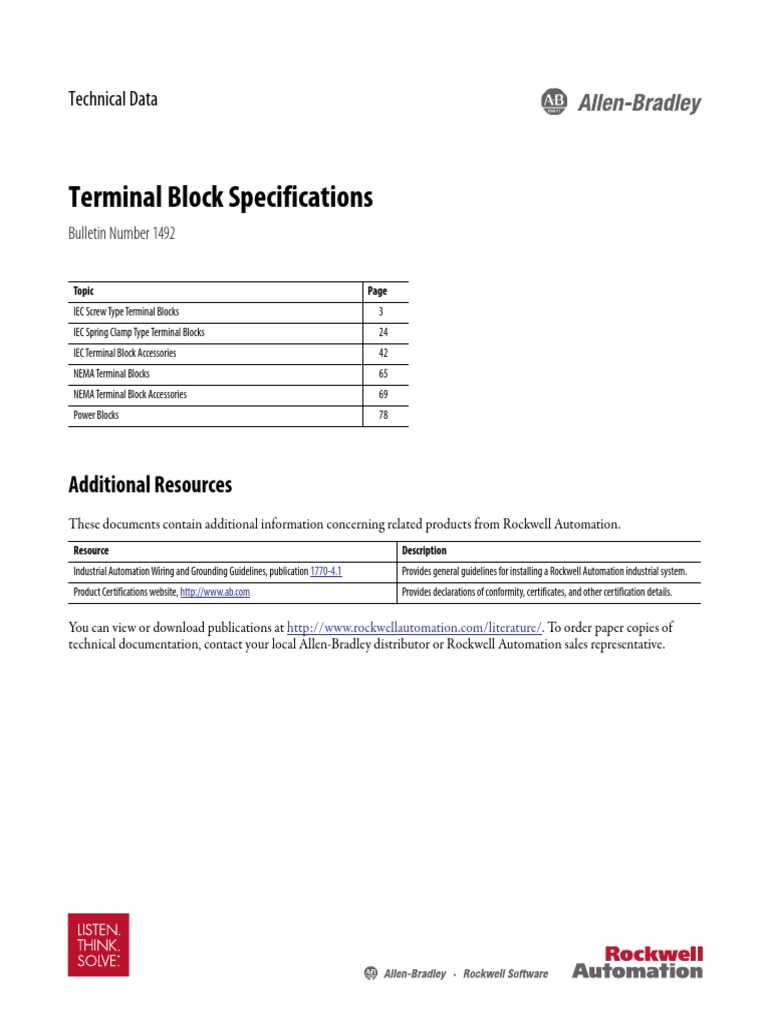 Terminal Block Specifications: Technical Data | PDF