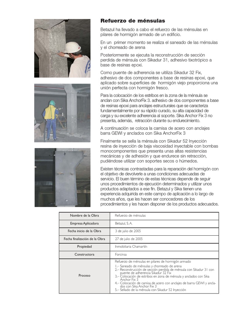 Refuerzo de Ménsulas - Libro La Mejor Obra I - Baja 15 | PDF | Epoxy ...