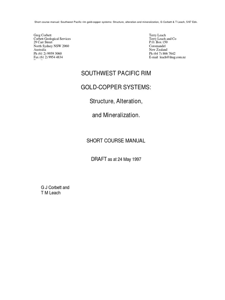 Gold-Copper Systems Manual by Corbett & Leach | PDF | Igneous Rock ...
