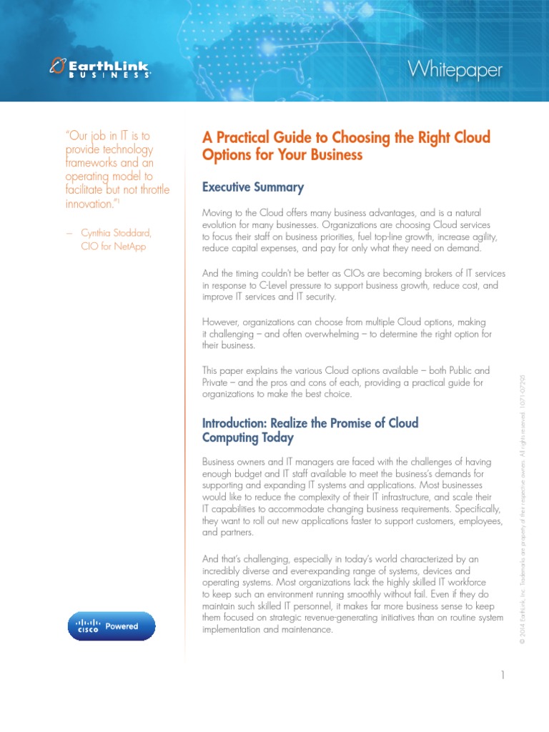 Choosing The Right Cloud Options Whitepaper | PDF | Virtualization | Cloud Computing