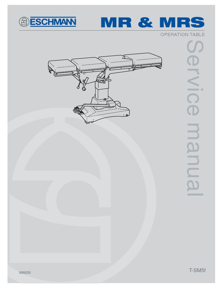 Eschmann MR, MRS Operation Table - Service Manual | PDF | Nut (Hardware ...