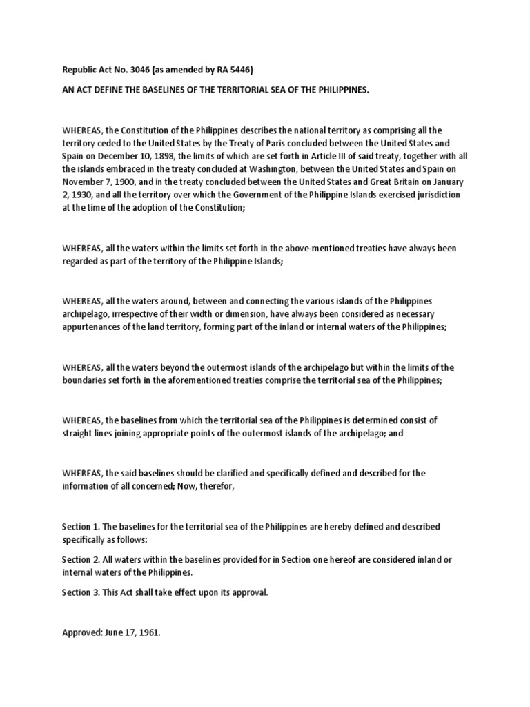Republic Act No. 3046 (As Amended by RA 5446) An Act Define The ...
