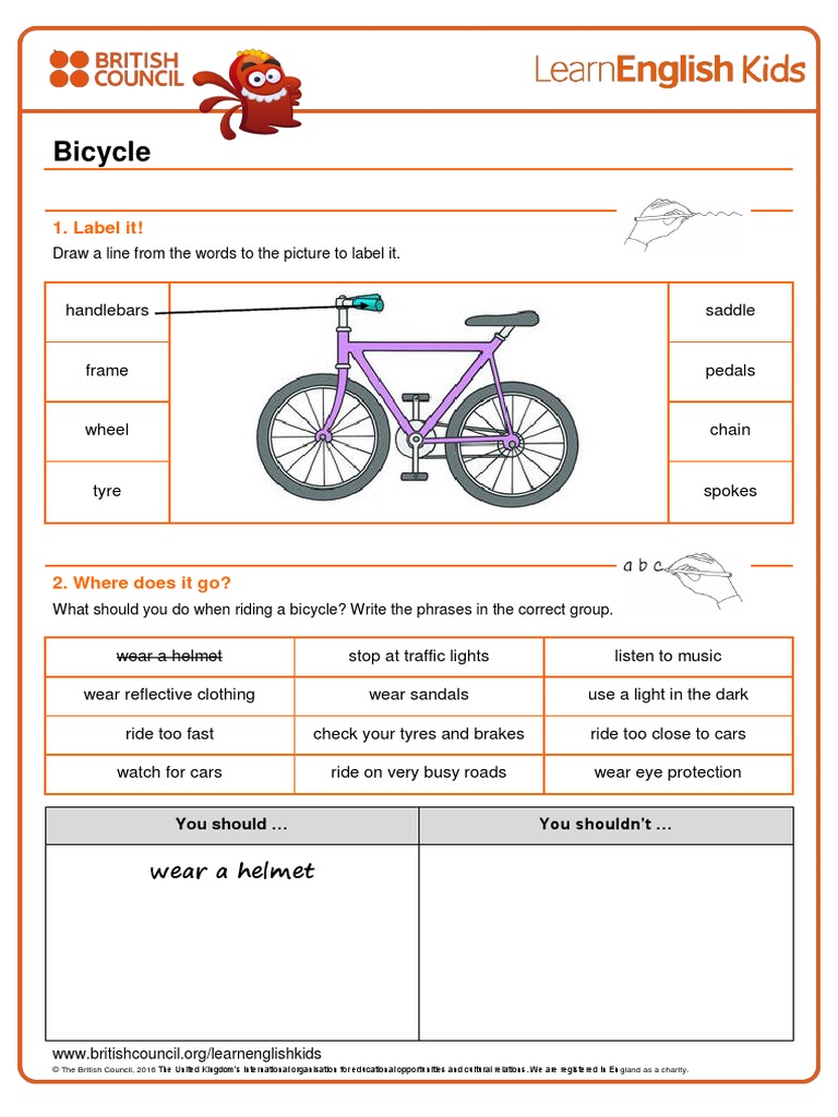 Worksheets Bicycle v2 PDF | PDF | Adventure Travel | Wheel