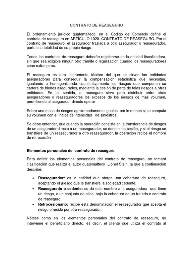 Contrato de Reaseguro | PDF | Seguro | Reaseguro