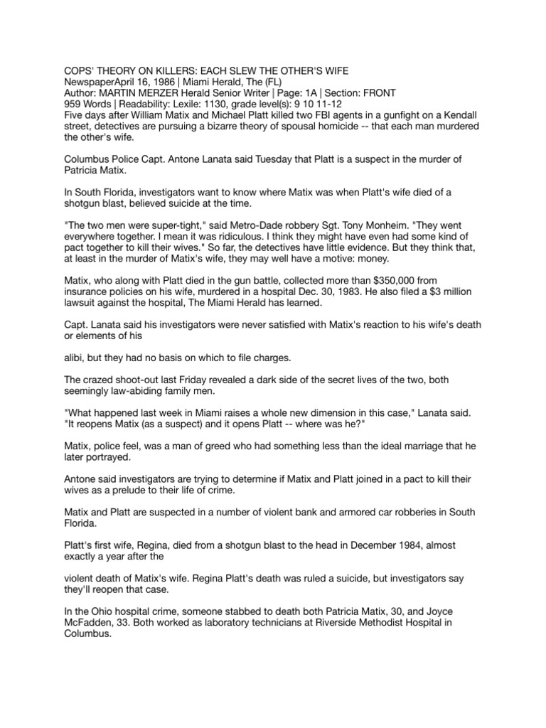 Matix/Platt | Detective | Murder