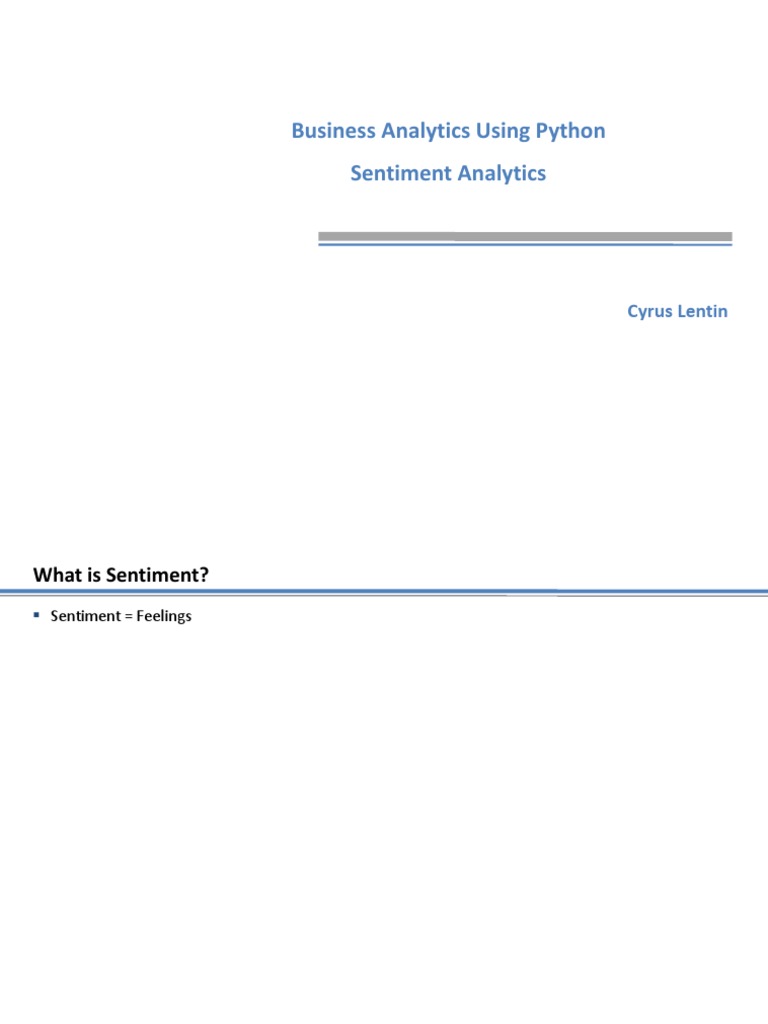 Business Analytics Using Python Sentiment Analytics: Cyrus Lentin | PDF | Cognitive Science ...