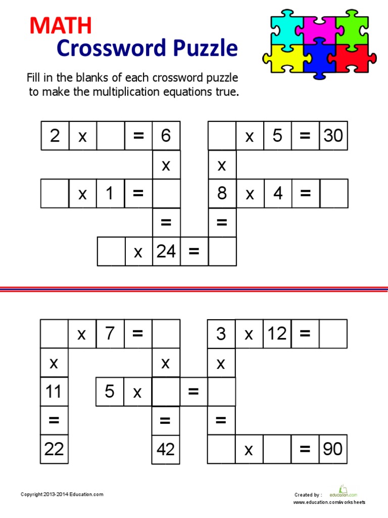 Multiplication Crossword PDF | PDF