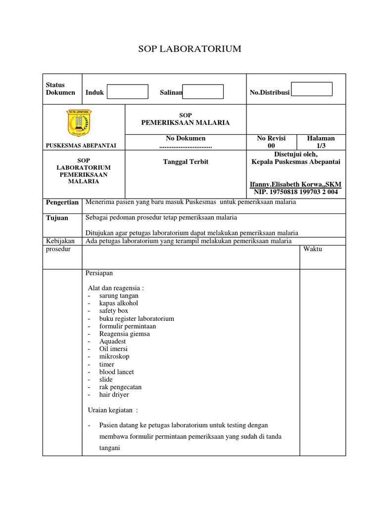 Sop Laboratorium | PDF