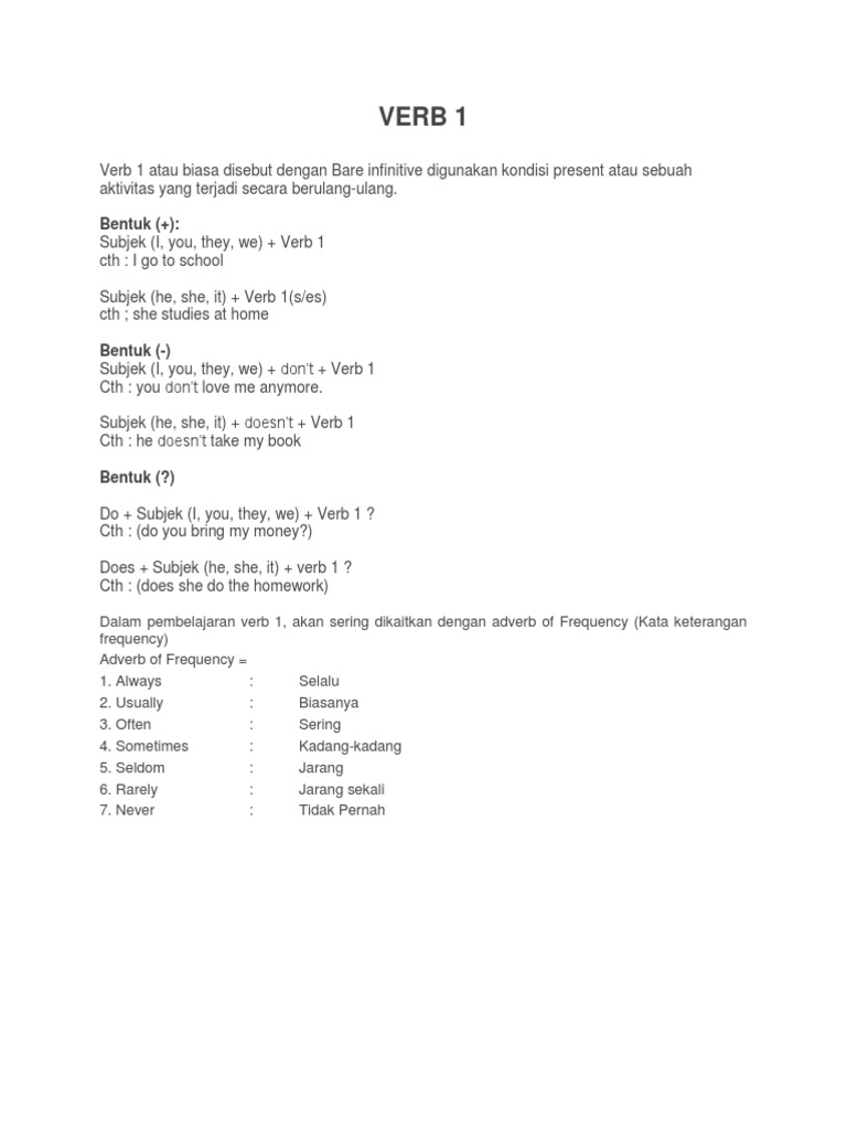 Verb 1 &daily Activities | PDF | Syntax | Morphology