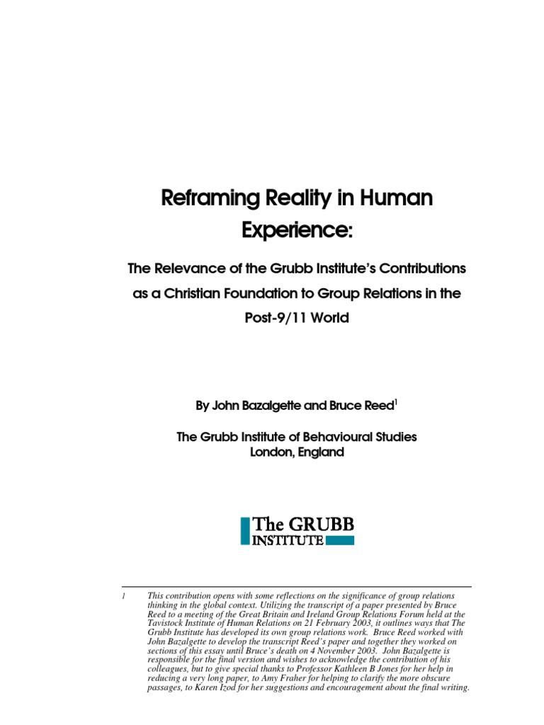 Reframing Reality in Human Experience: The Relevance of The Grubb ...