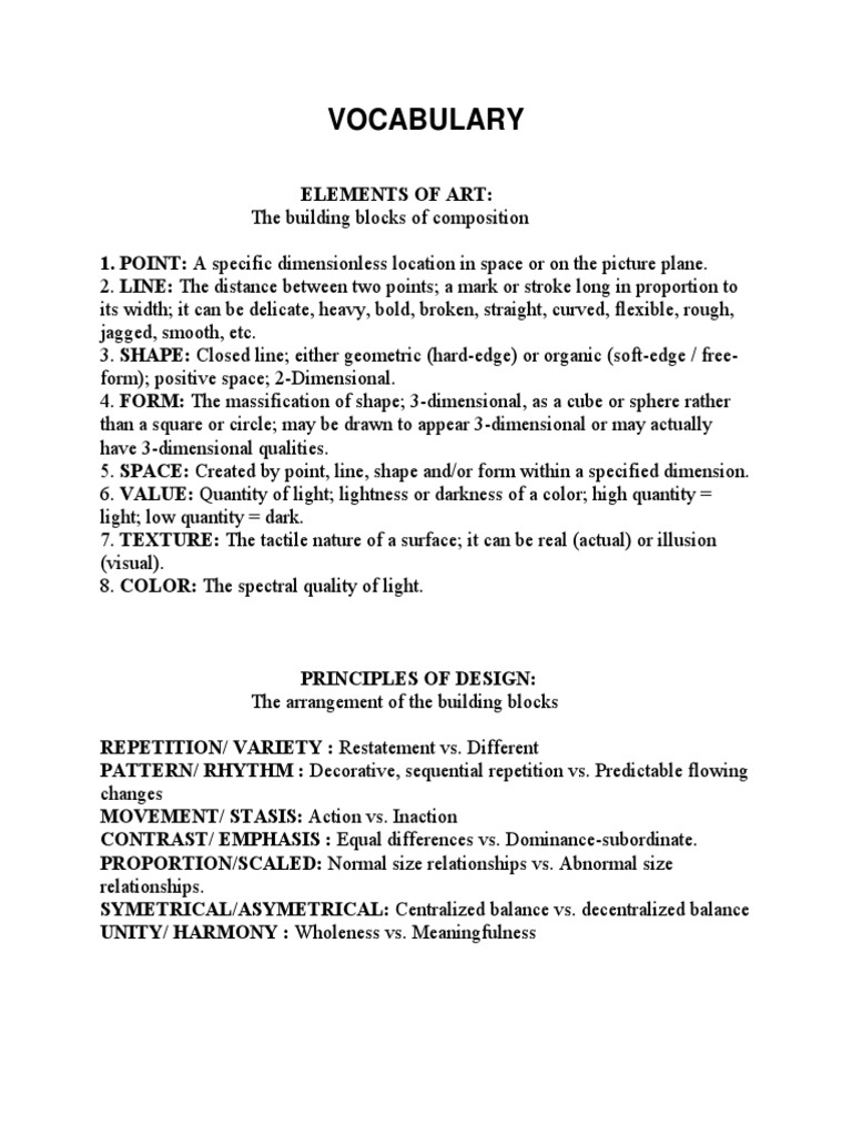 Vocabulary | PDF | Drawing | Perspective (Graphical)
