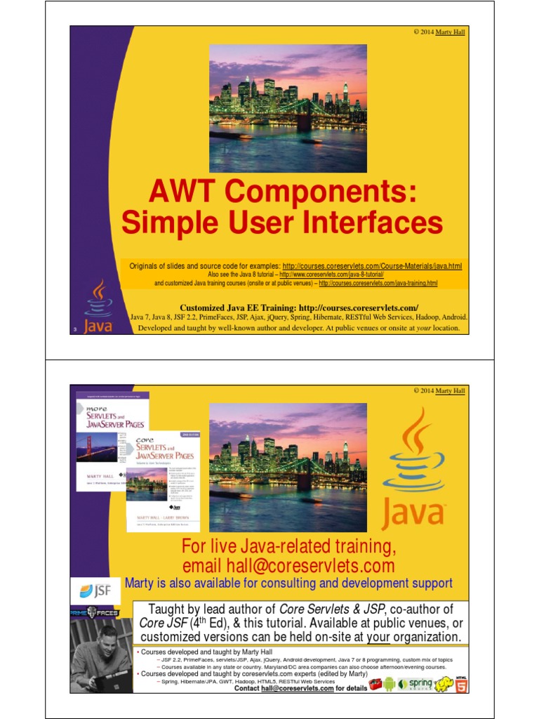 AWT Components: Simple User Interfaces: For Live Java-Related Training | PDF | Java (Programming ...
