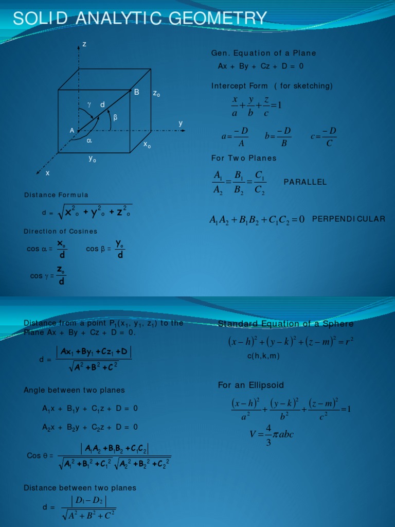 Solid Analytic Geometry | PDF