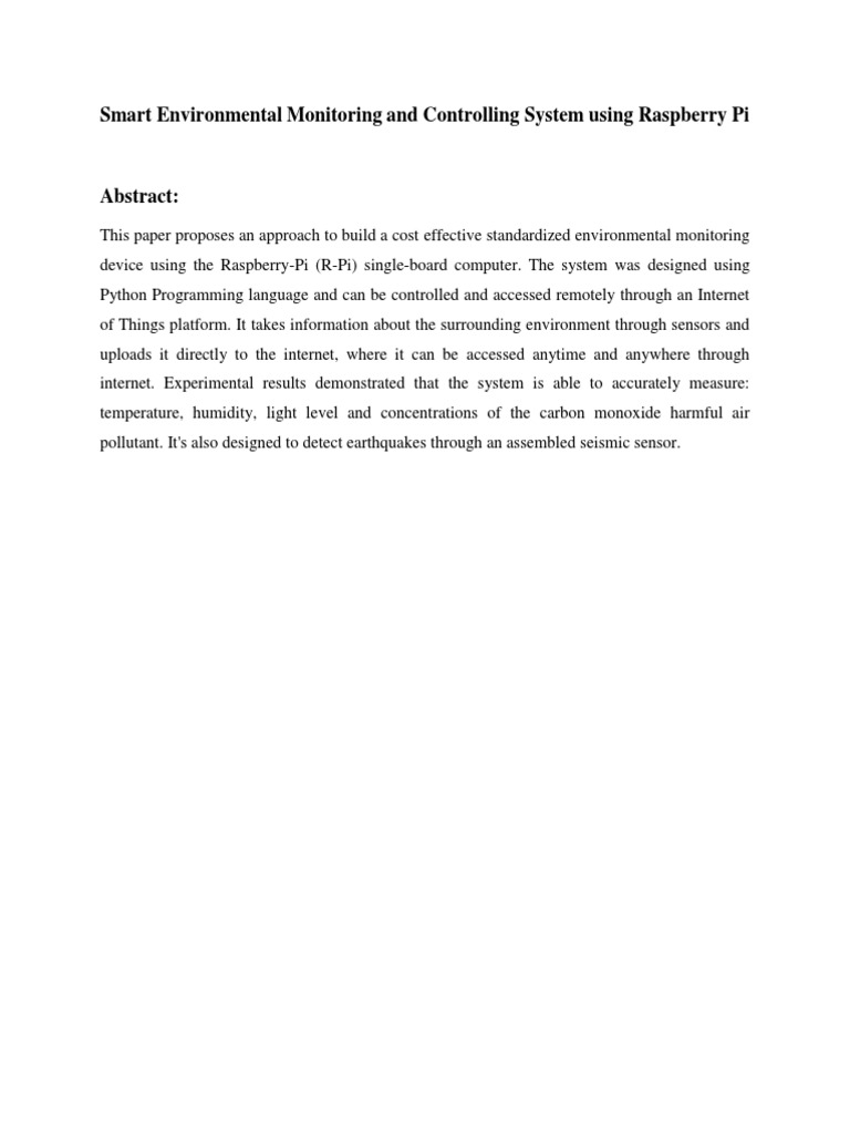 Smart Environmental Monitoring and Controlling System Using Raspberry ...