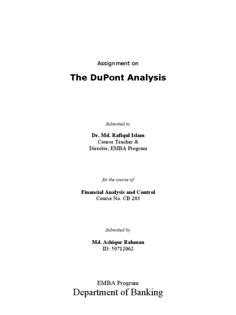 DuPont Analysis | PDF | Financial Economics | Financial Accounting