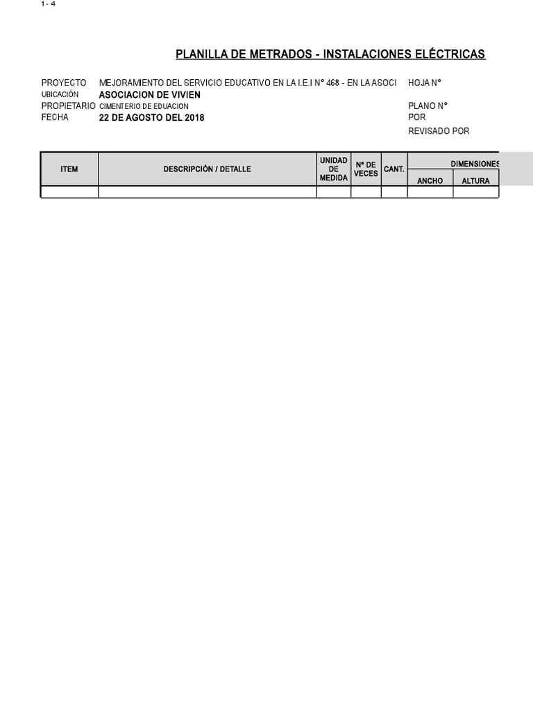 Planilla de Metrados Estructuras | PDF