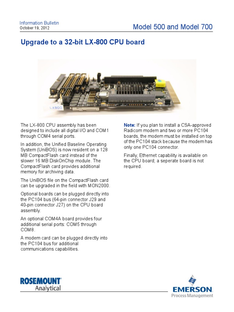 Information Bulletin Upgrade To A 32 Bit LX 800 Cpu Board en 71894 ...