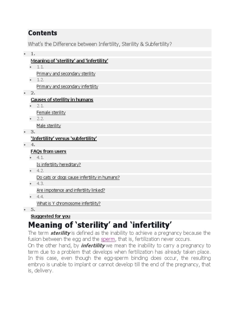 Meaning of Sterility' and Infertility': What's The Difference Between ...
