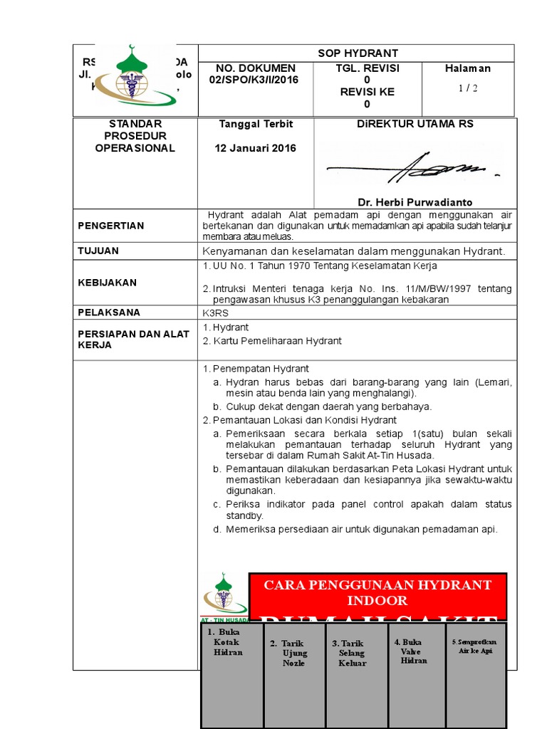 SOP Penggunaan Hydrant di RS At-Tin | PDF