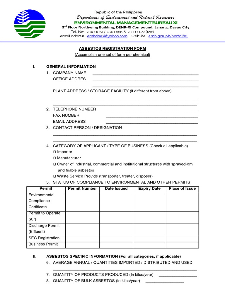 Cco-Asbestos Registration Form | PDF | Asbestos | Notary Public