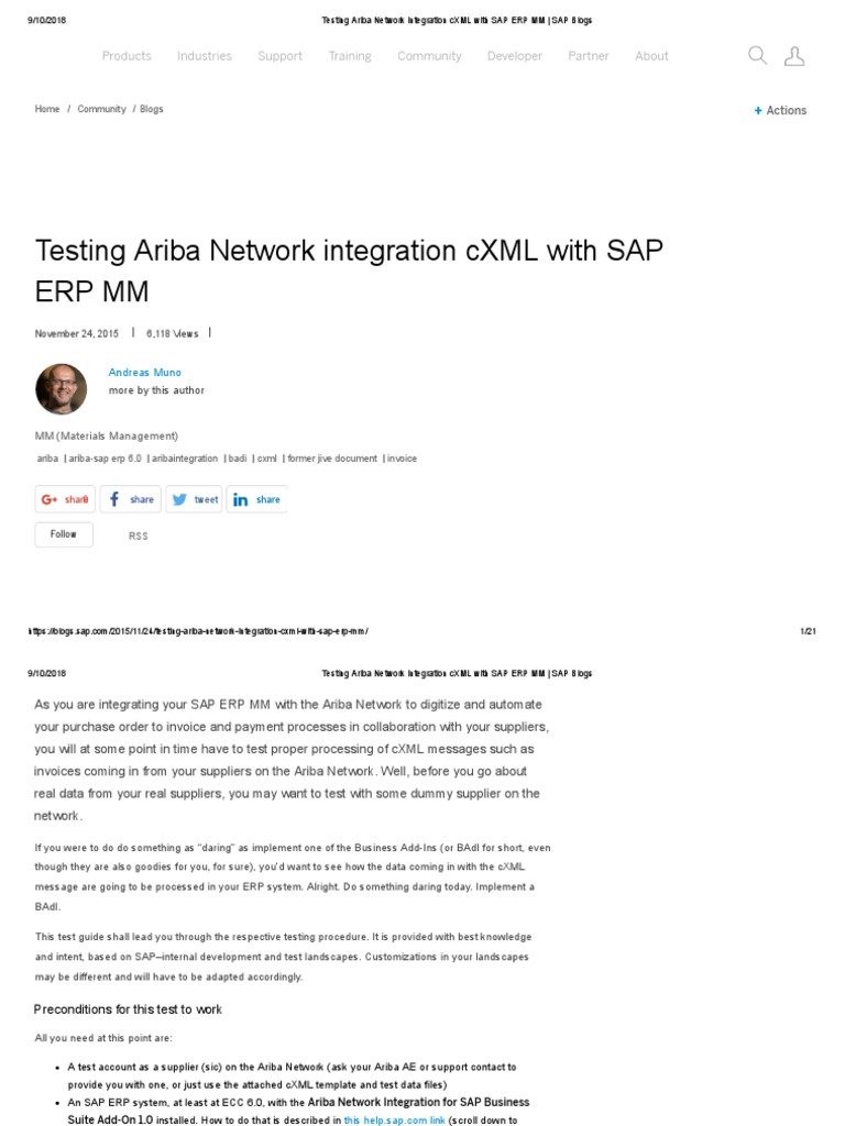 Testing Ariba Network Integration CXML With SAP ERP MM - SAP Blogs ...