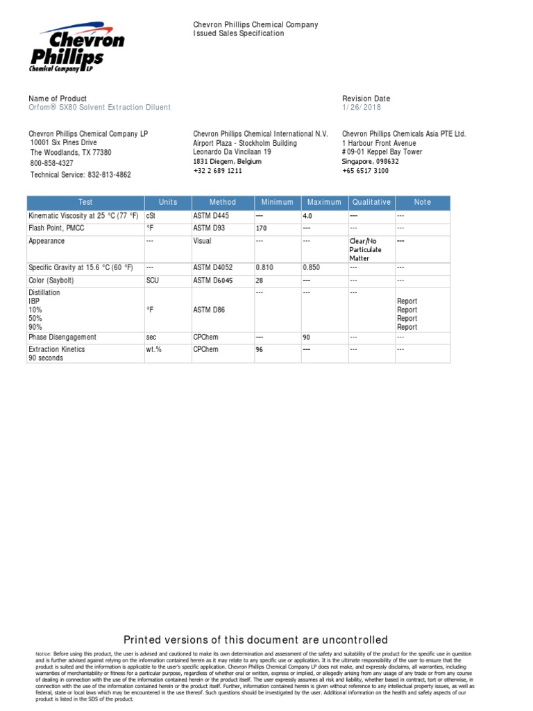 ORFOM SX80 Solvent Extraction Diluent | PDF | Common Law | Private Law