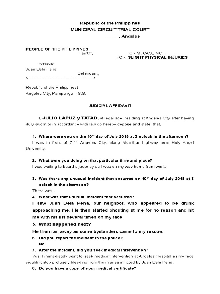 Julio Lapuz Y Tatad: Republic of The Philippines Municipal Circuit ...