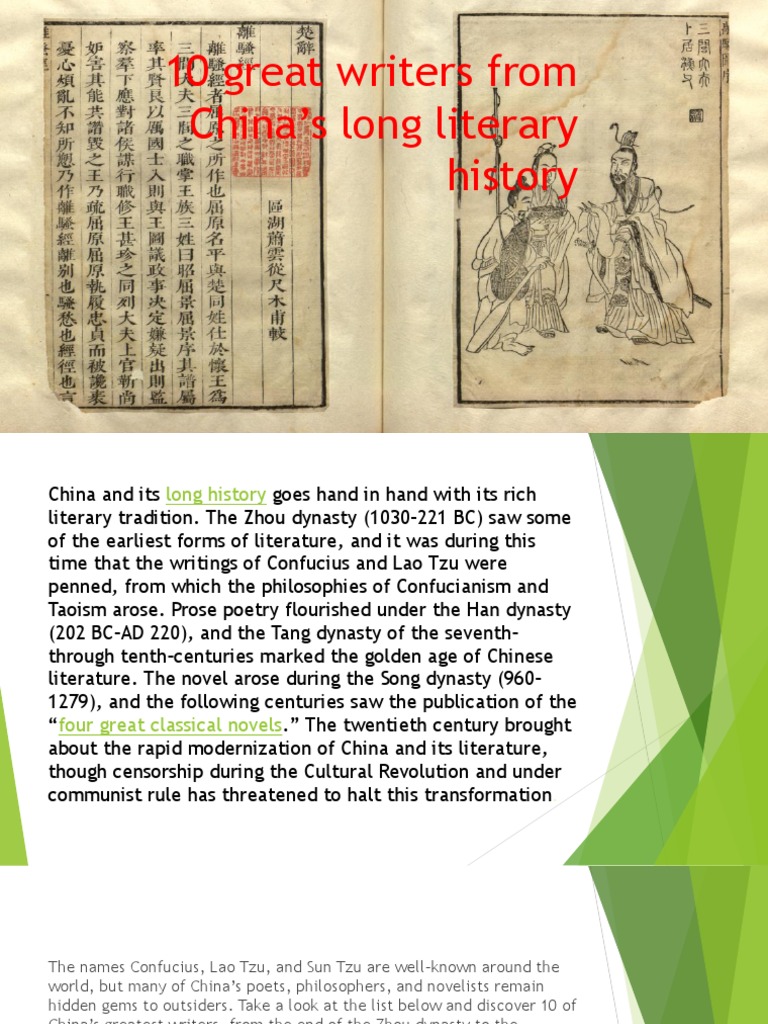 10 Great Writers From China's Long Literary History | PDF | Chinese ...