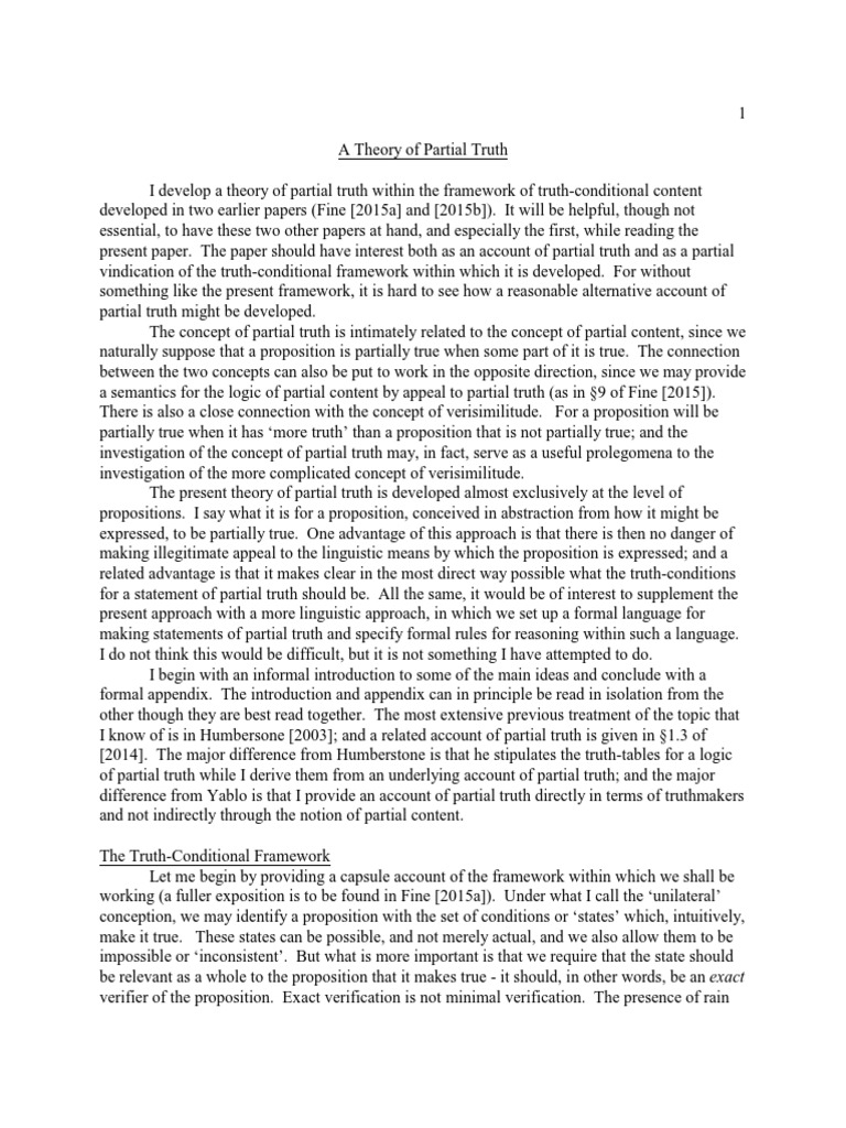 A Theory of Partial Truth PDF | PDF | Truth | Proposition