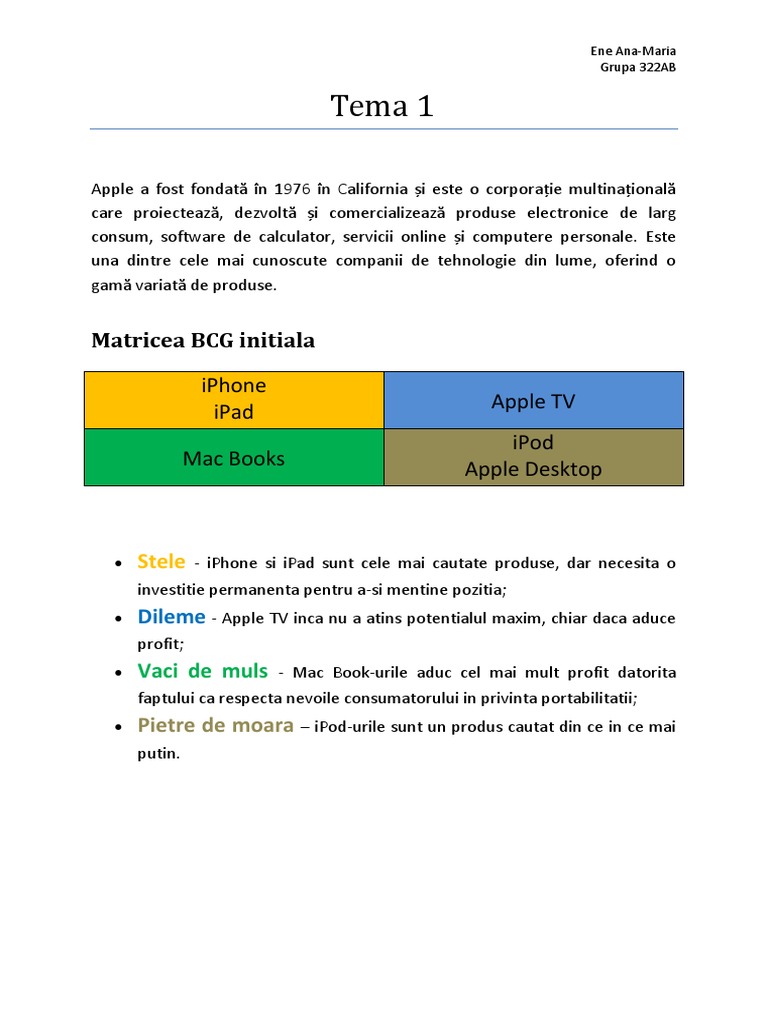 BCG Matrix Analysis of Apple Products | PDF | Business | Computers