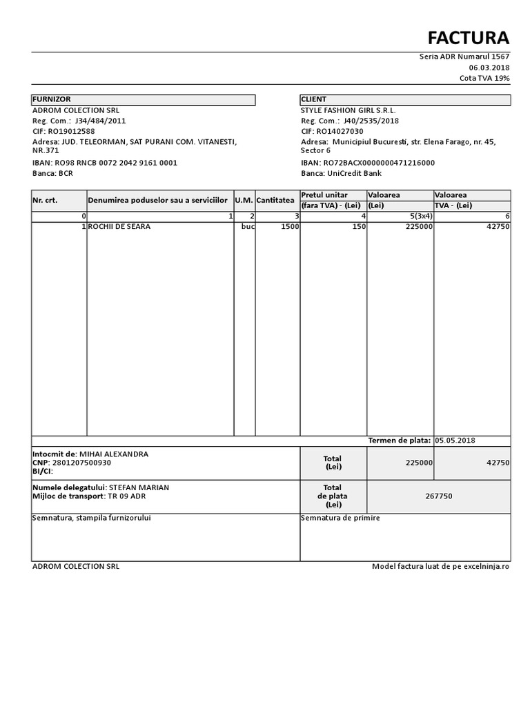 Model Factura Excel v2 | PDF