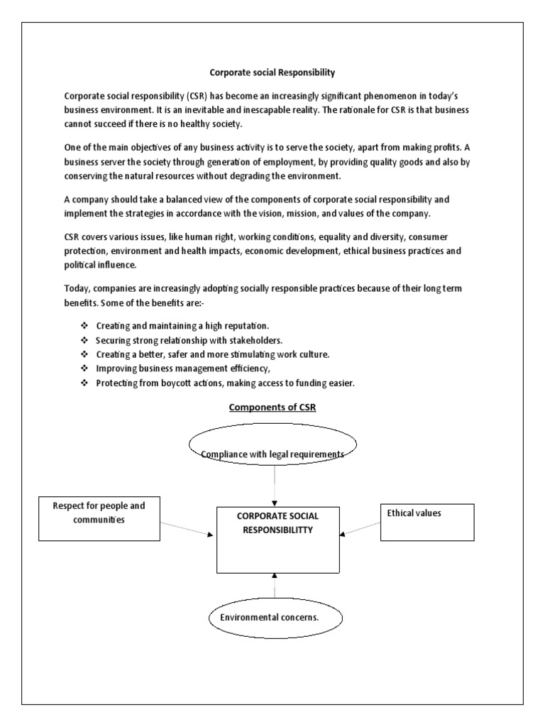 Corporate Social Responsibility: Components of CSR | PDF | Corporate ...