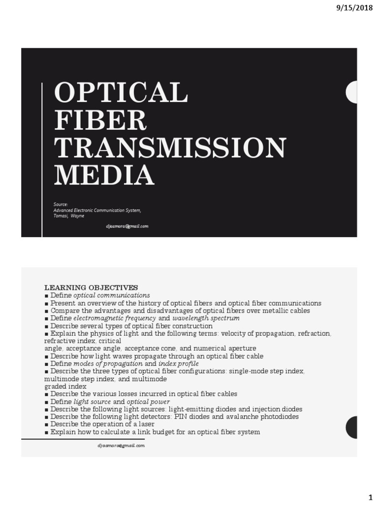 Optical Fiber Transmission Media | PDF | Optical Fiber | Laser