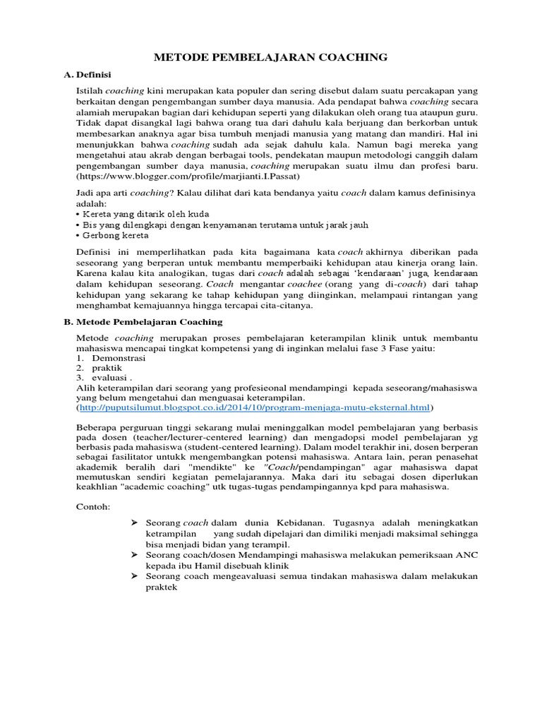 Metode Pembelajaran Berbasis Coaching | PDF
