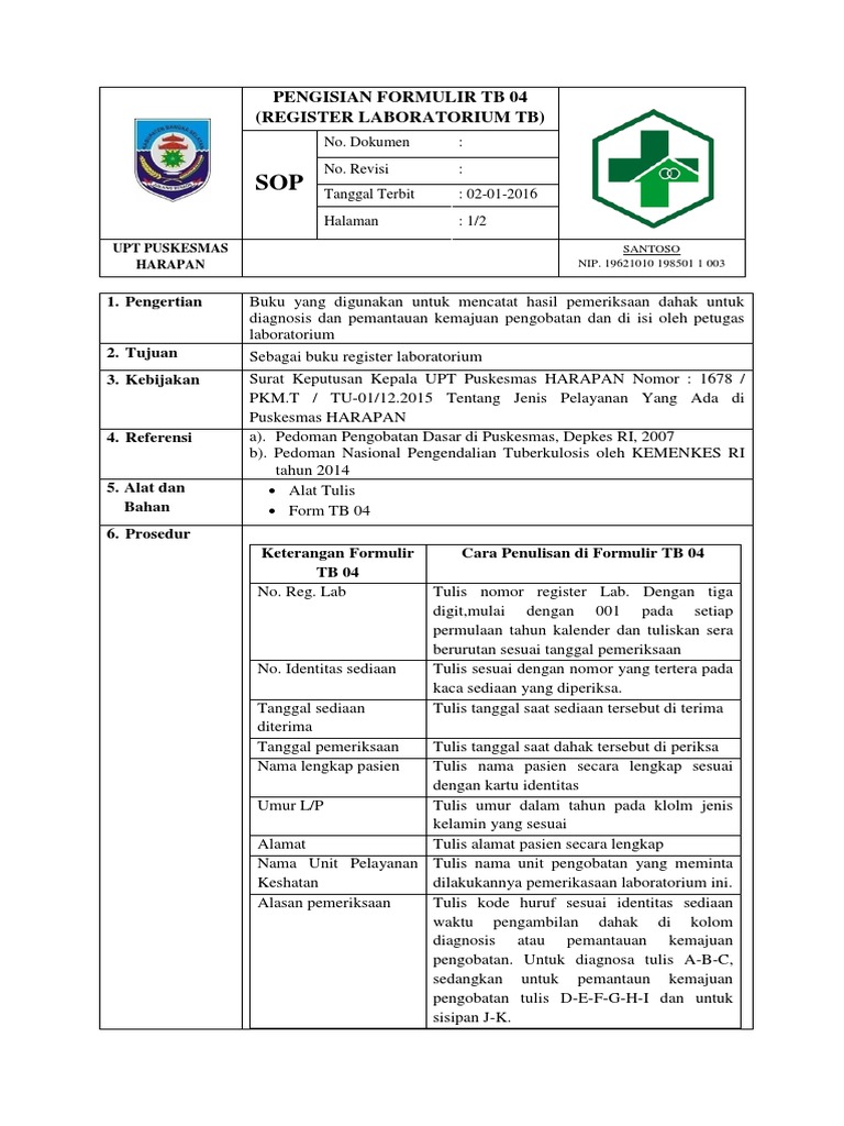 Pengisian Formulir TB 04 | PDF