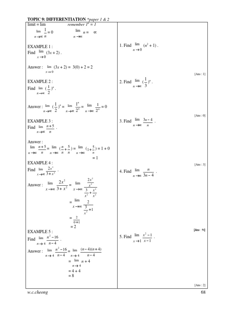 Topic 9 Differentiation | PDF | Volume | Area