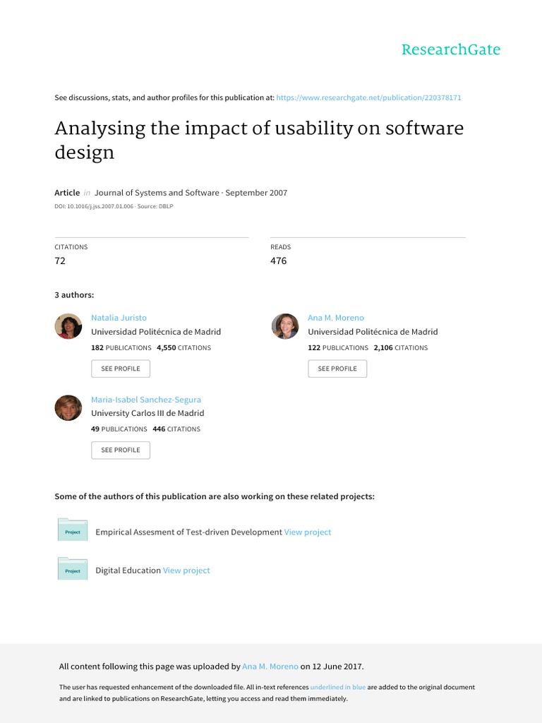 Analysing The Impact of Usability On Software Design | PDF | Usability ...