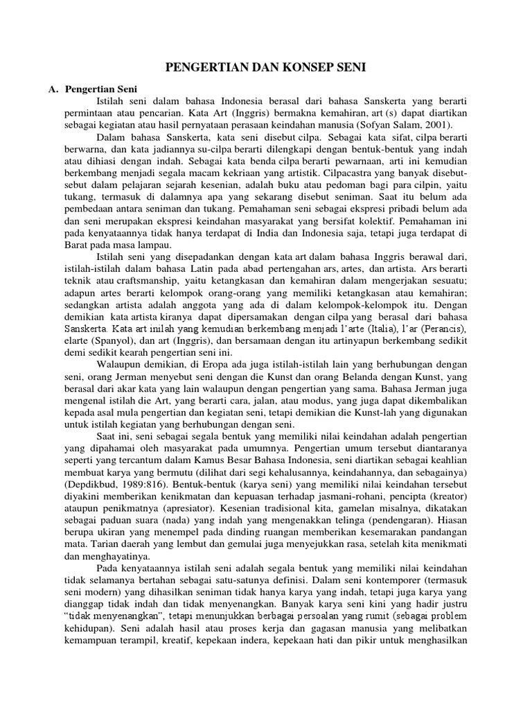 Pengertian Dan Konsep Seni | PDF